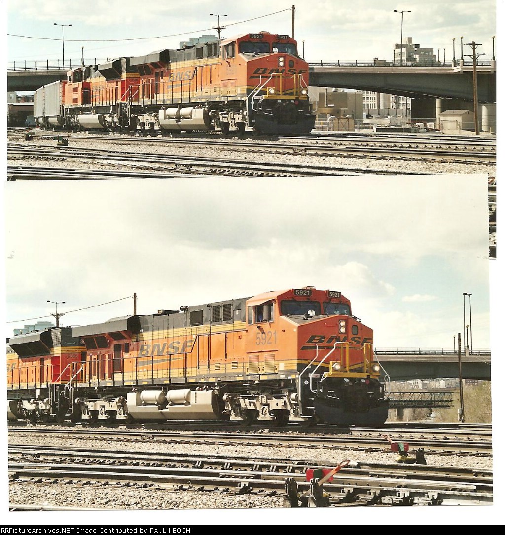 BNSF 5921 empty coal train rolls north into BNSF Denver
